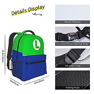 Plumber Game Backpack For Youth (16.5 In), Teeng Shcool Bags Travel Backpack, Classic Lightweight Bookbag, Green and Blue 2