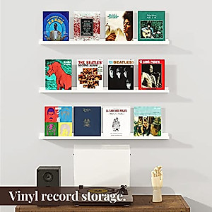 LAPTAIN 36 Inch Floating Shelves Wall Mounted Wall Shelves Set of 3,White Large Picture Ledge Shelf for Bedroom Living Room Bathroom Kitchen Nursery