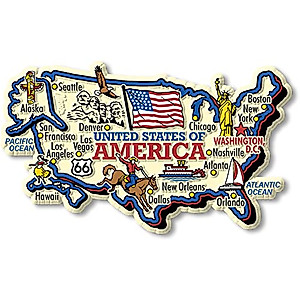 United States Jumbo Country Map Magnet by Classic Magnets, Collectible Souvenirs Made in The USA