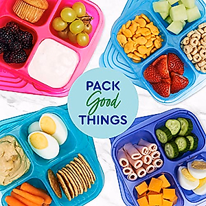 EasyLunchboxes - Bento Snack Boxes - Reusable 4-Compartment Food Containers for School, Work and Travel, Set of 4 (Jewel Brights)