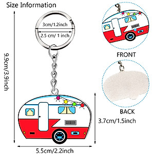 Hicarer 2 Pieces Retro Camper Keychain Cute Camping Car Keychain Travel RV Key Ring for Key Bag Decoration