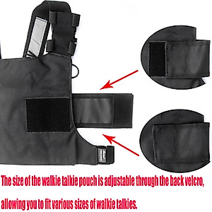 LUITON Radio Chest Harness with Reflective Strips Shoulder Holster Radio Vest Holder Two Way Radio Vest Rig Walkie Talkie Case with Front Pack Pouch for Motorola/Midland/Kenwood/Baofeng/Retevis