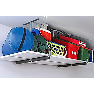 HOME RIGHT Overhead Garage Storage Rack, 16.5 Inch Heavy Duty Ceiling Double Storage Hooks Utility Hanger for Hanging Lumber Ladder Tool Bike & Other Bulky Items (4 Pack, Grey)