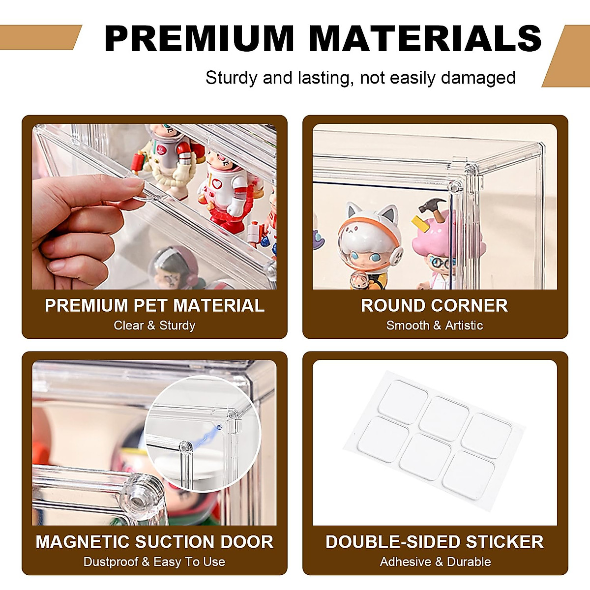 Medicine Cabinet Wall Mounted, Small Bathroom Wall Cabinet with Detachable Partitions and Waterproof Frame, Self Adhesive Farmhouse Storage Cabinet for Smooth Wall Surface and Countertop - Clear S