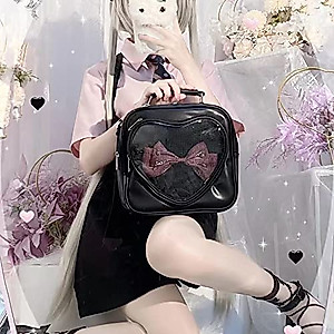 CHERRY SAUCE Ita Bag Multi-Purpose Backpack Crossbody Heart Purse Kawaii Pin Display Bag for Cosplay（CS2117-Black