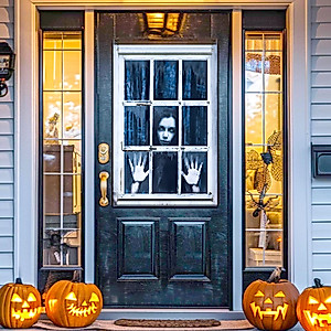 Halloween Window Decorations 31.5x47.2" Window Door Wall Cover Scary Halloween Decorations Indoor Outdoor Party Decor