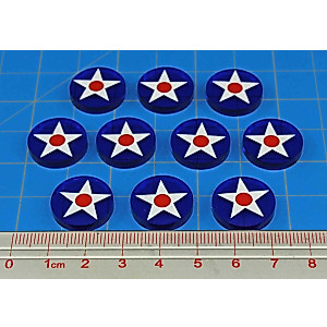 LITKO World War Two Miniature Wargames National Faction Token Game Pieces Compatible with Bolt Action (10) (Pacific Theater American Pre-War Roundel)