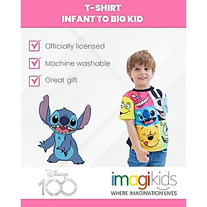 Disney D100 Stitch Mickey Mouse Winnie The Pooh Toddler Boys T-Shirt Multicolor 2T