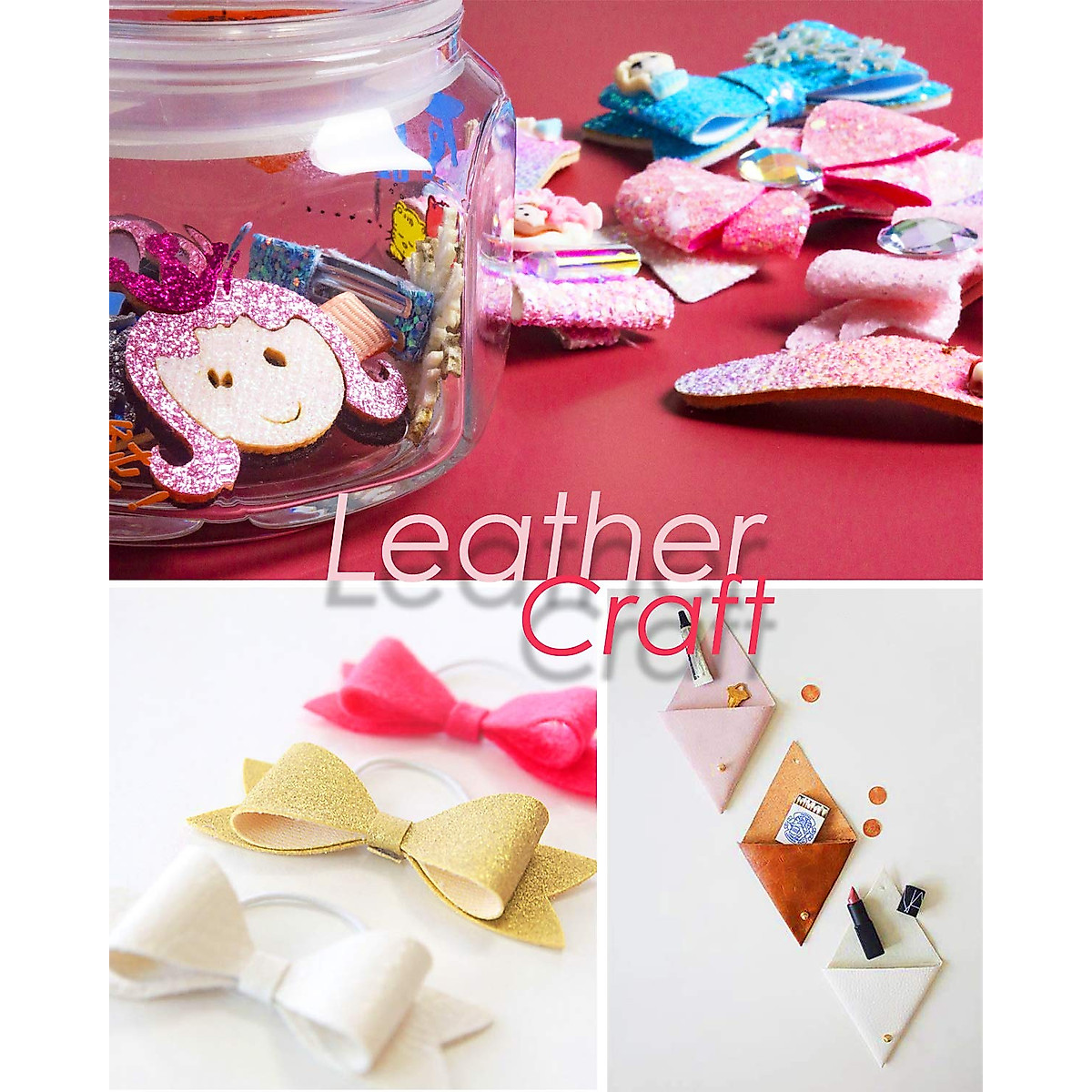 Caxilee Faux Leather Sheets for Craft One Roll Sparkle Glitter Surface Solid Leather Fabric Sheets 12"x 53” (30cm x 135cm) Inch Large Size for Leather Earrings Bows Wallets DIY Projects (White)