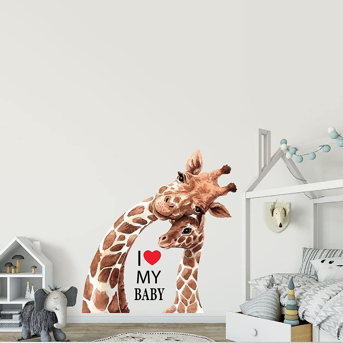 Animal Wall Stickers,Giraffe Wall Decals,Peel and Stick Removable Wall Decor DIY Art Mural Decoration,Jungle Wallpaper for Kids Baby Nursery Kindergarten Boys Girls Bedroom Living Room