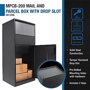 Barska Large Package Delivery Parcel Mail Steel Drop Box for Porch with Tamper-Resistant Drop Slot & Key Lock