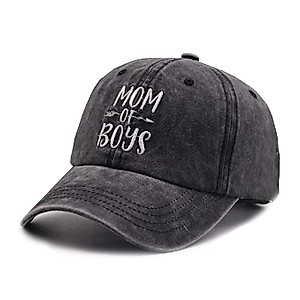 KKMKSHHG Women's Baseball Cap, Embroidered Adjustable Vintage Distressed Cotton Dad Hat Black