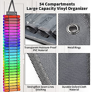 Hanging Vinyl Roll Storage with 54 Compartments Vinyl Roll Holder Vinyl Organizer Craft Vinyl Rack Door Wall Mount for Vinyl Sheets Heat Transfer Paper Craft Room Storage (Dark Gray)