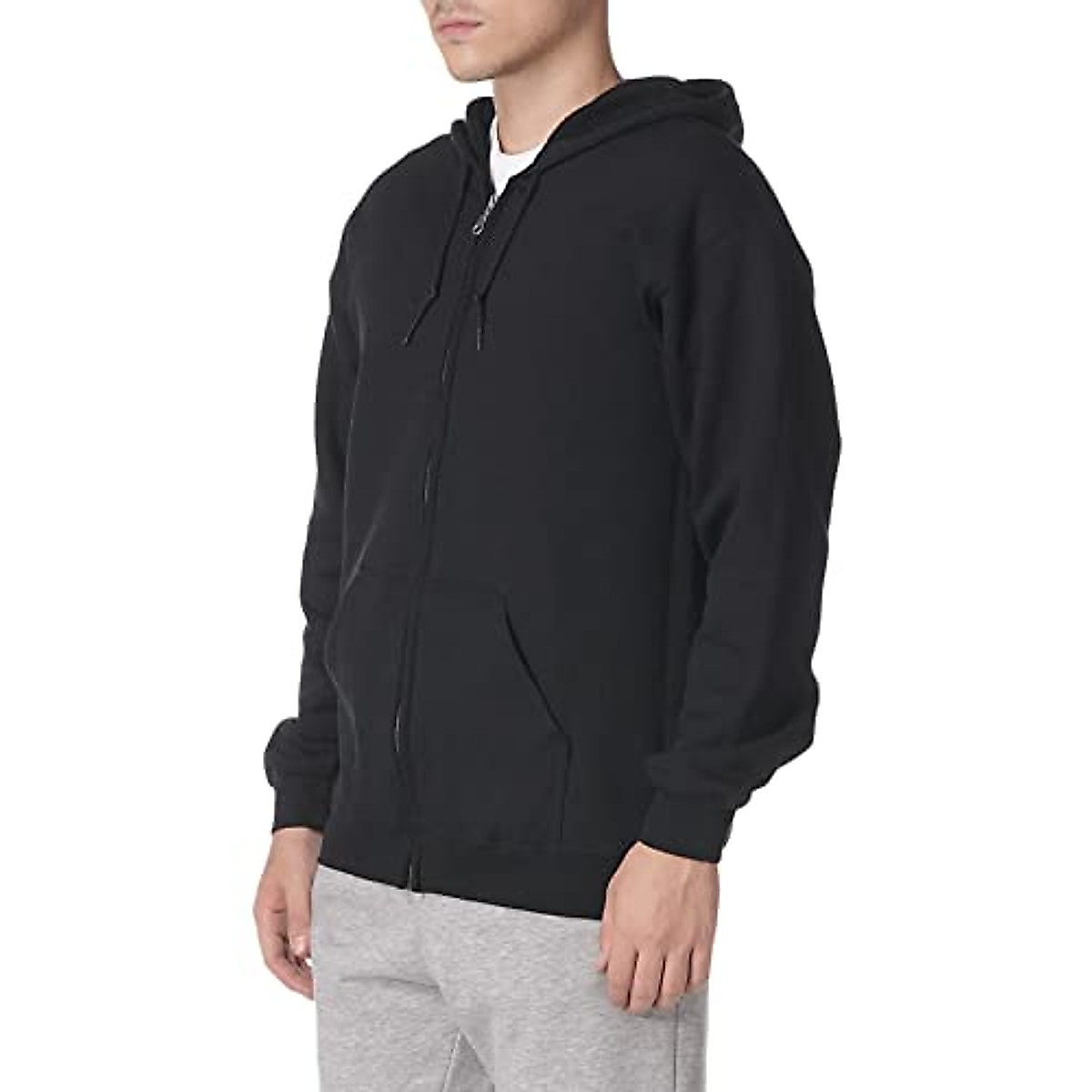 Gildan Heavy Blend Unisex Adult Full Zip Hooded Sweatshirt Top (L) (Black)