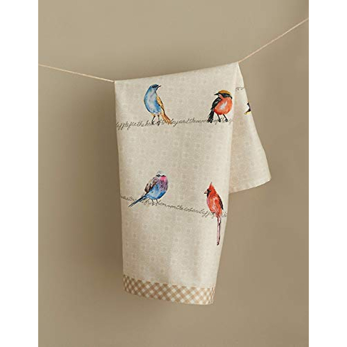 Maison d' Hermine Birdies On Wire 100% Cotton Set of 2 Multi-Purpose Kitchen Soft Absorbent Dish Towels | Tea , Bar Towels (20 Inch by 27.50 Inch)