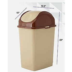 Generic VcJta Swing Top Lid Trash Can for Under Desk Organization 9 Gallon Plastic Waste Bin Office Home Garbage Receptacle, Beige, E285131478519