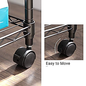 SONGMICS Printer Stand, 3-Tier Metal Printer Cart with Wheels, Printer Table with 2 Height-Adjustable Storage Shelves, for Home Office, 22 x 18.1 x 26.8 Inches, Black ULGR32BK