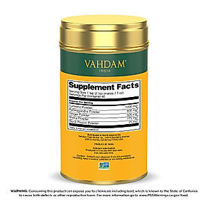 VAHDAM, Golden Milk Recovery & Nourishing Latte Mix - Ashwagandha with Turmeric Curcumin (72 mg, 81% Curcuminoids), Ginger & Black Pepper | Non-GMO & Gluten Free |HERBAL SUPPLEMENT - 40 Servings