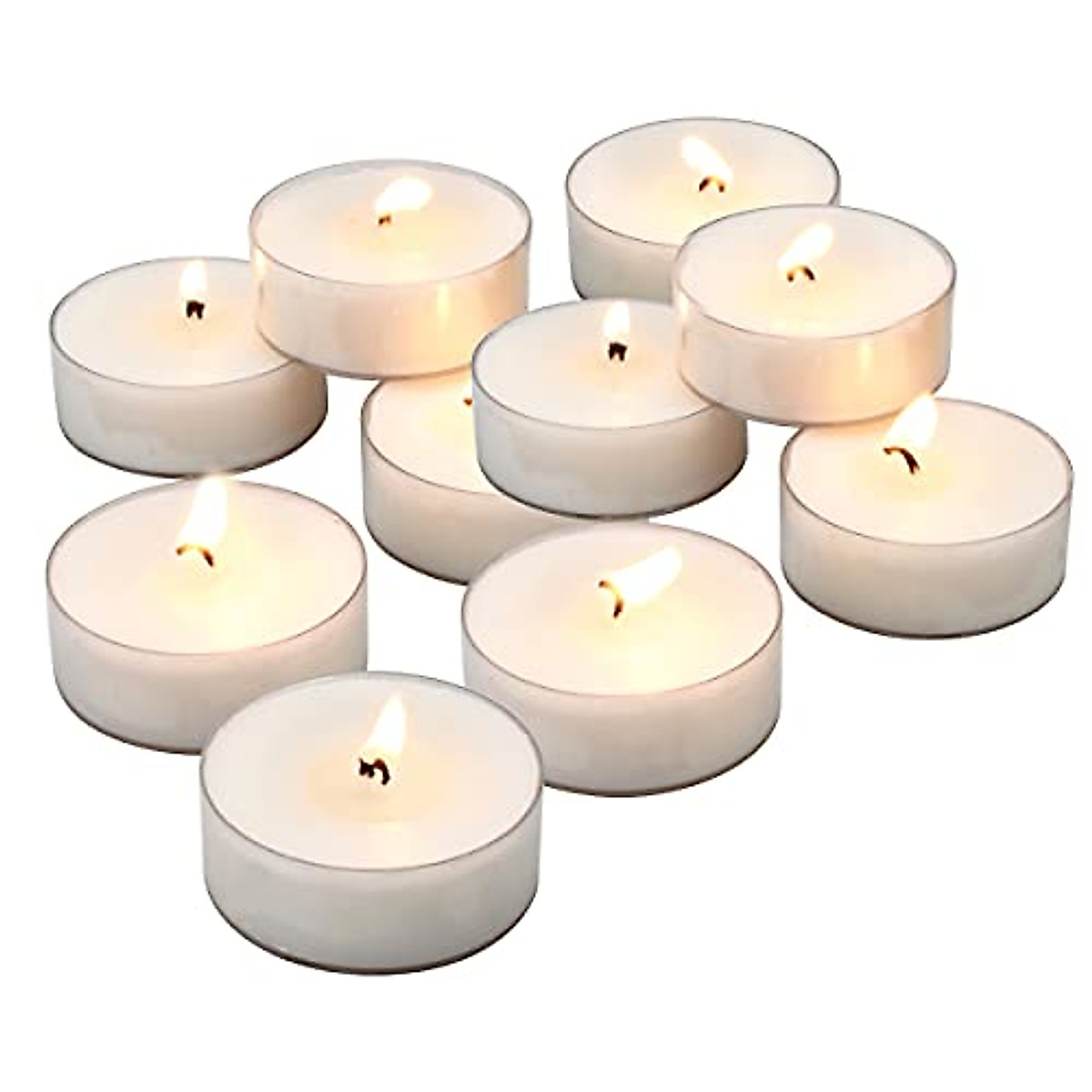 Stonebriar 20 Count Unscented Mega Oversized Clear Cup White Tea Light Candles with 9 Hour Burn Time