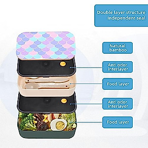 Mermaid Tattoo Adult Lunch Box, Bento Box, With Cutlery Set Of 3, 2 Compartments, Rectangular, Lunch Box For Adults