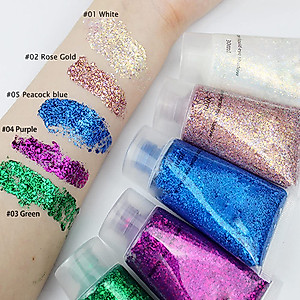 GL-Turelifes 30ml Sequins Chunky Glitter Liquid Eyeshadow Glitter Body Gel Festival Glitter Cosmetic Face Hair Nails Makeup Long Lasting Sparkling Easy to Apply, Easy to Remove (#03 Green)