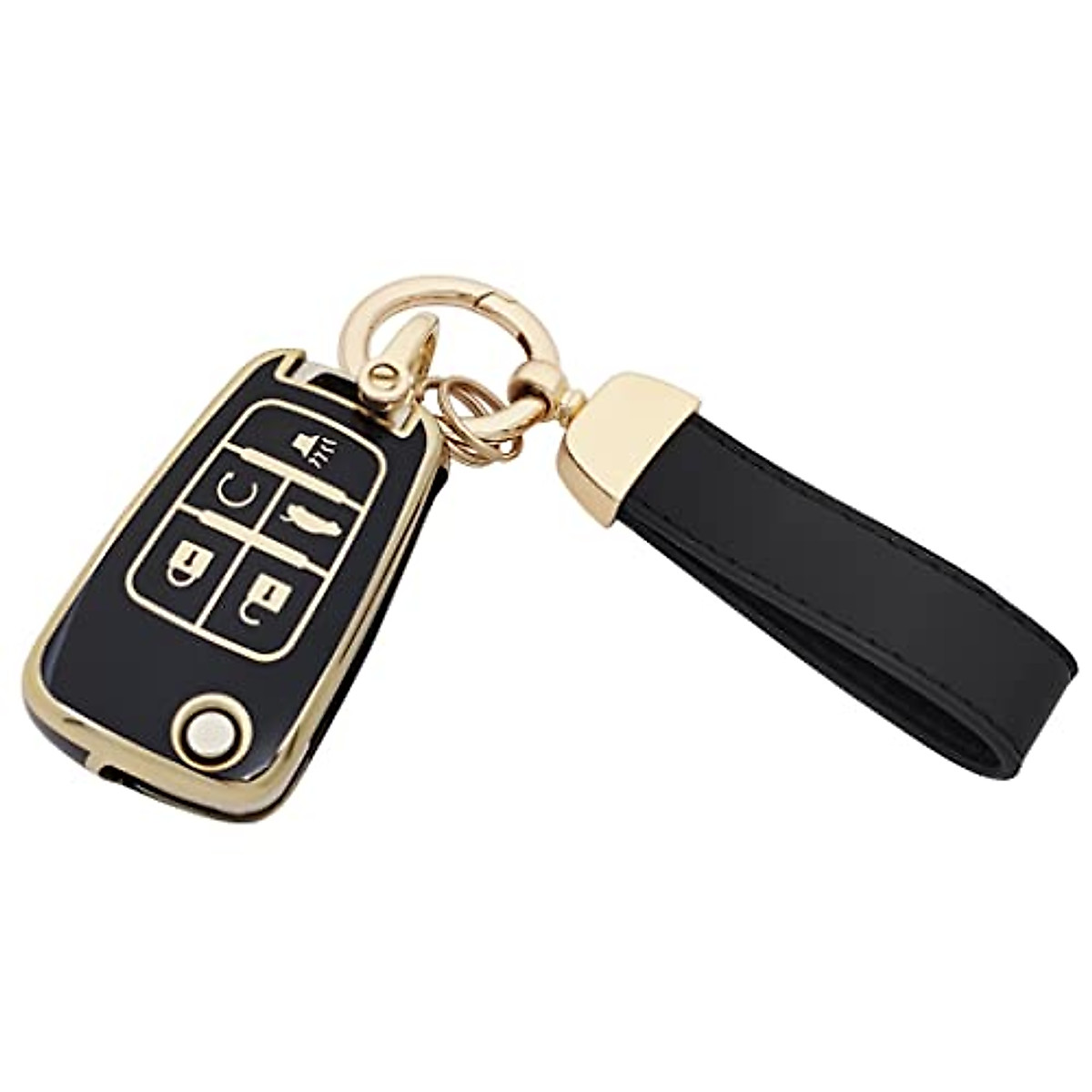 vurbemes TPU Protector Key Fob Cover Case Compatible with Chevy Chevrolet Equinox Encore Camaro Cruze Malibu Impala Buick Regal Lacrosse GMC Terrain Keyless Entry TPU Key Fob (Black)