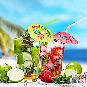 Hysagtek 50 Pcs Drinking Straws Bendable Cocktail Straws Decorations for Luau Party, Pool Party, Birthday Party, Hawaiian Party Decor Tableware Decoration (Umbrella)