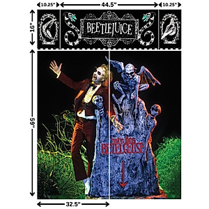 Beetlejuice Wall Scene Setters Decorating Kit - 32.5"x59", 44.5"x16", 10.25"x16" - Spooky Party Enhancer for Halloween & Theme Events