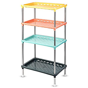 ruishetop 4-Tier Multicolor Plastic Storage Rack Easy Assembly Space Saving for Kitchen,Laundry Room,Bathroom