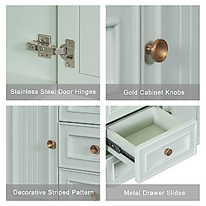 Bellemave Wall Mounted Bathroom Vanity with Ceramic Sink Combo, Modern 30" Bathroom Vanity Set with Drawers & Storage Cabinet Wood Hanging Bath Cabinet(Green)