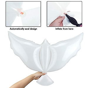 16 Pieces 41.3 Inch Peace Dove Balloons White Memorial Balloons Pigeon Bird Balloons Ceremonies Party Decorations for Wedding Funeral Birthday Engagement Party