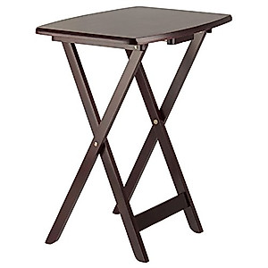 Ergode Wood Dylan 5-Piece Snack Table Set - Solid Wood, Foldable, Spacious Tops, Espresso Finish, Includes Storage Stand, Ideal for TV Meals and Appetizers, Minimal Assembly Stand