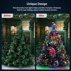Christmas Tree Lights Christmas Lights Outdoor Indoor 400Led 9.84Ft 10 Lines Christmas Lights with 8 Modes and Timer, Fairy Tree Lights for Wedding Home Party 6Ft - 9Ft Xmas Tree Decor(Multicolor)
