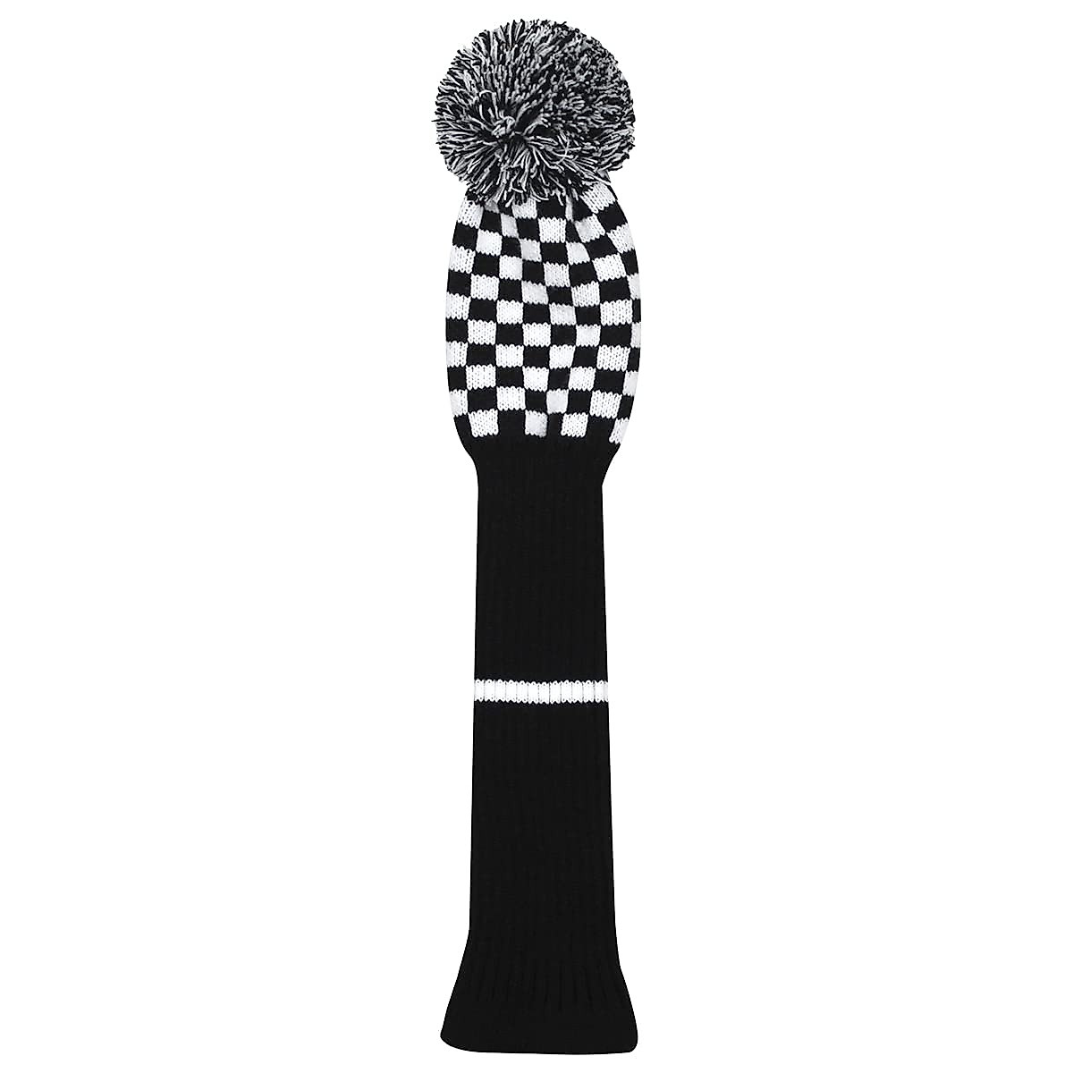 Scott Edward Knit Golf Club Cover for Woods and Driver Head Covers Protect Driver Wood(460cc) Fairway Wood and Hybrid/UT with Rotating Club Number Tags (Black White Chessboard)