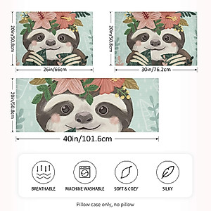 xigua Sloth Satin Pillowcases Breathable Pillow Case for Hair and Skin, NO Zipper Pillow Cover with Envelope Closure for Sofa Bed Couch, Queen Size 20 x 30 Inch