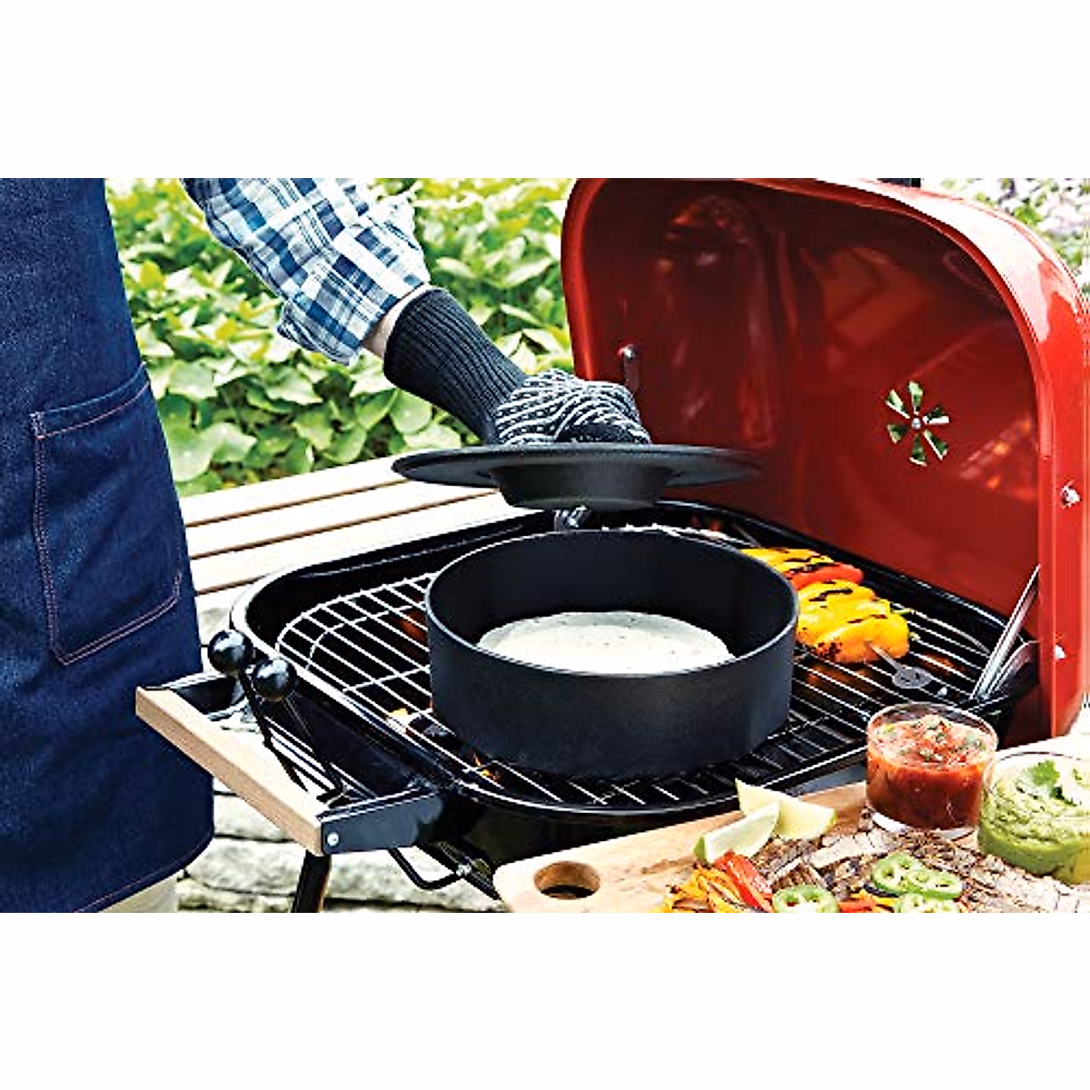 Outset Cast Iron Multi-Purpose Pot, Tortilla and Pancake Warmer, 3 Quart, Black