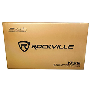 Rockville Pair KPS12 12" 3-Way 1600 Watt Karaoke Speakers+Wall Brackets/MDF, Black