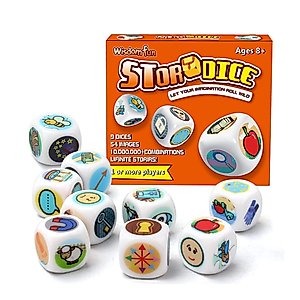 Mbarbs Happy Story 9 Colorful Cubes Bundle Dices - A Happy Travels Telling Cubes and Oral Language Dice 54 Images Unlimited Stories Combination Iconic Storytelling Game Imaginative Play for Kids