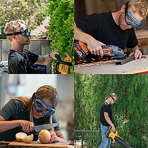 SolidWork Safety Goggles Anti-Fog Clear Lens with Adjustable Elastic Headband. Protective Eyewear for Men & Women (Blue)