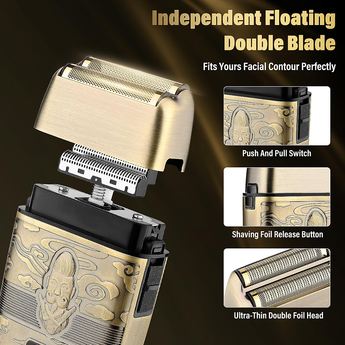 AMULISS Professional Hair Clippers Trimmer & Electric Foil Shavers Set Beard Trimmer for Men Cordless T-Blade Hair Trimmer Electric Razor, Men's Beard Grooming Kit