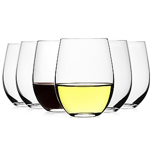 LUXU Stemless Wine Glasses(Set of 6)-20 oz,Crystal Wine Cups for Red or White Wine,Large Water Juice Glasses,No Stem Glass Beverage Cups,Clear Drinking Tumblers for Any Occasion