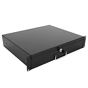 RAISING ELECTRONICS Drawer Server Cabinet Case 19 Inch Locking Rack Mount DJ Lockable Deep Drawer with Key (2U)