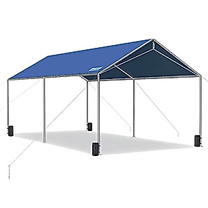 Quictent 10X20ft Upgraded Heavy Duty Carport Car Canopy Party Tent with Reinforced Steel Cables-Blue