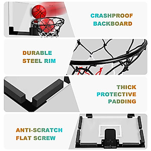 TREYWELL Indoor Basketball Hoop Boys Gifts for Teens and Adults Door Room Basketball Hoop Mini Hoop with Electronic Scoreboard, 3 Balls and Batteries Basketball Toys for 8 9 10 11 12