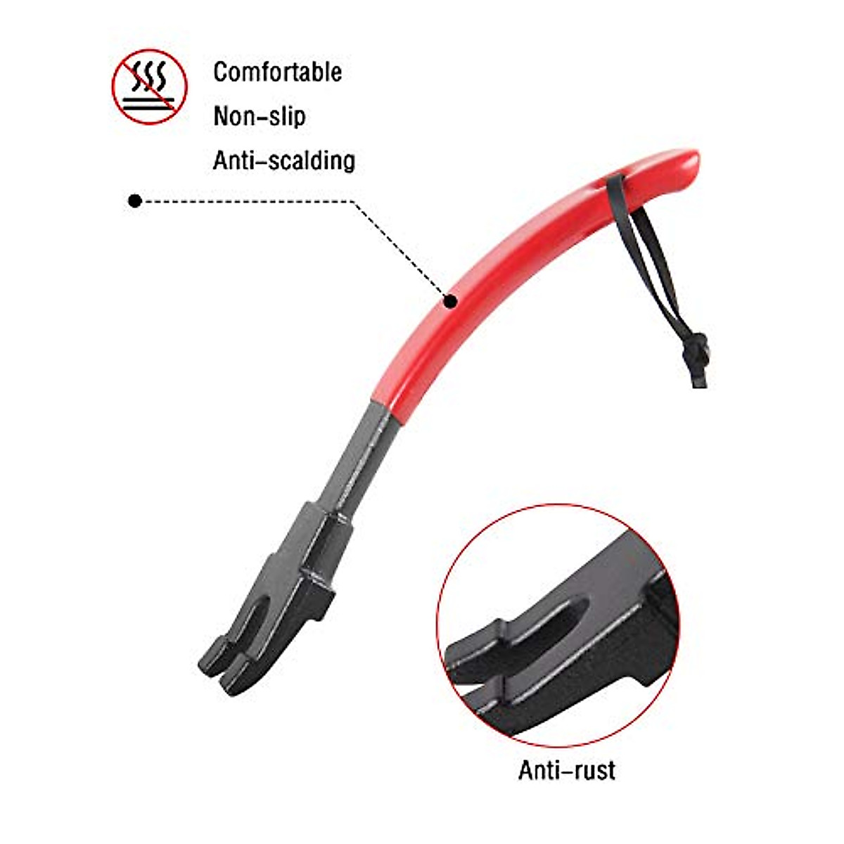 VANKEY Grill Grate Lifter Gripper, Cast Iron Cooking Grid Lifter Grill Accessories for Kamado Joe Charcoal Grill Big Green Egg Primo Grill Set for Moving Cast Iron and Stainless Steel Grilling Nets