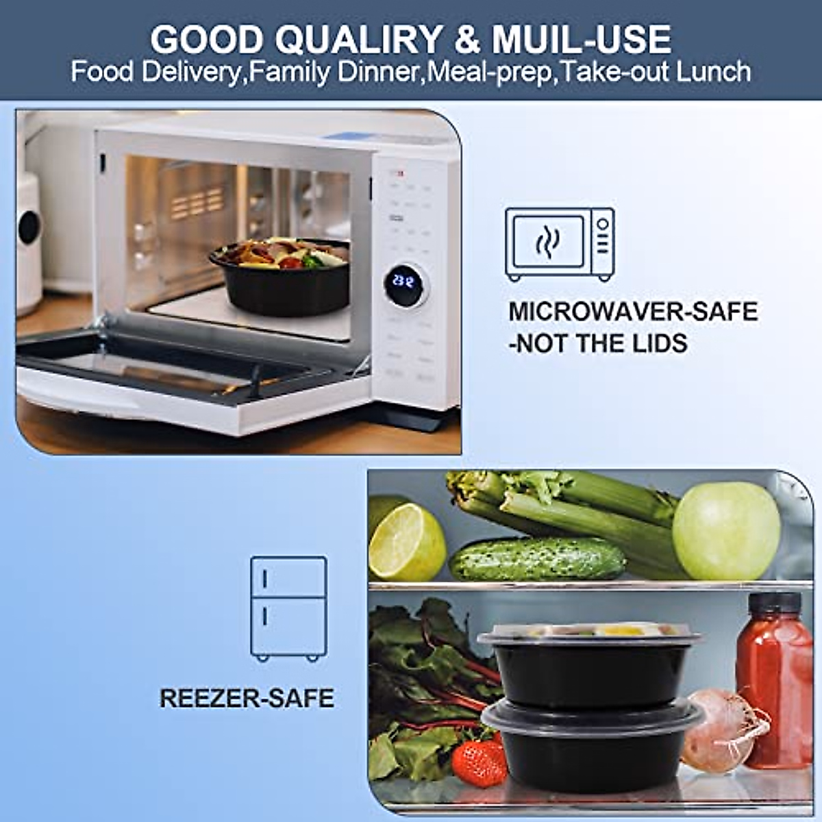 DODHEG 30 Pcs 34 Ounce Meal Prep Bowls with Lids, Kitchen Prep Containers, Take Away Containers, for kitchen, Picnics, Salad etc.