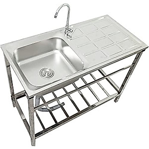 LANADO Dishwashing with bracket, stainless steel sink countertop, integrated kitchen sink, integrated cabinet, simple vegetable basin with bracket