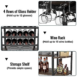 GEBAROW TV Stand for 75+ Inch TV, Entertainment Center with Adjustable Shelf, Rattan TV Console with 2 Storage Cabinets, Mid Century Modern TV Console Table for Living Room Bedroom (Black)