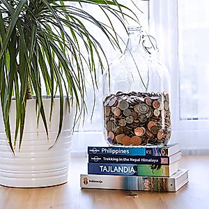 Glass Money Jar - 1 US Gallon - Holds Over $2,000 in $1 Coins!