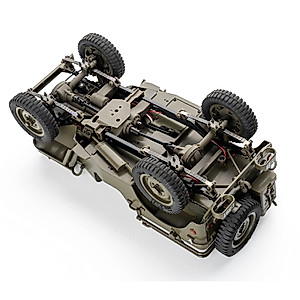 WOWRC RocHobby 1/12 1941 MB Scaler RC Jeep, 4x4 Hobby Grade RTR RC Car Mini RC Rock Crawler Military, 2.4Ghz RC Truck with 180 Brushed Motor, LED Lights, Battery and USB Charger for Adults